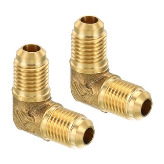 1/4" x 1/4" Brass Fitting, 2 Pack Flare 90 Degree Elbow Tube Fitting - Brass Tone - Bed Bath ...